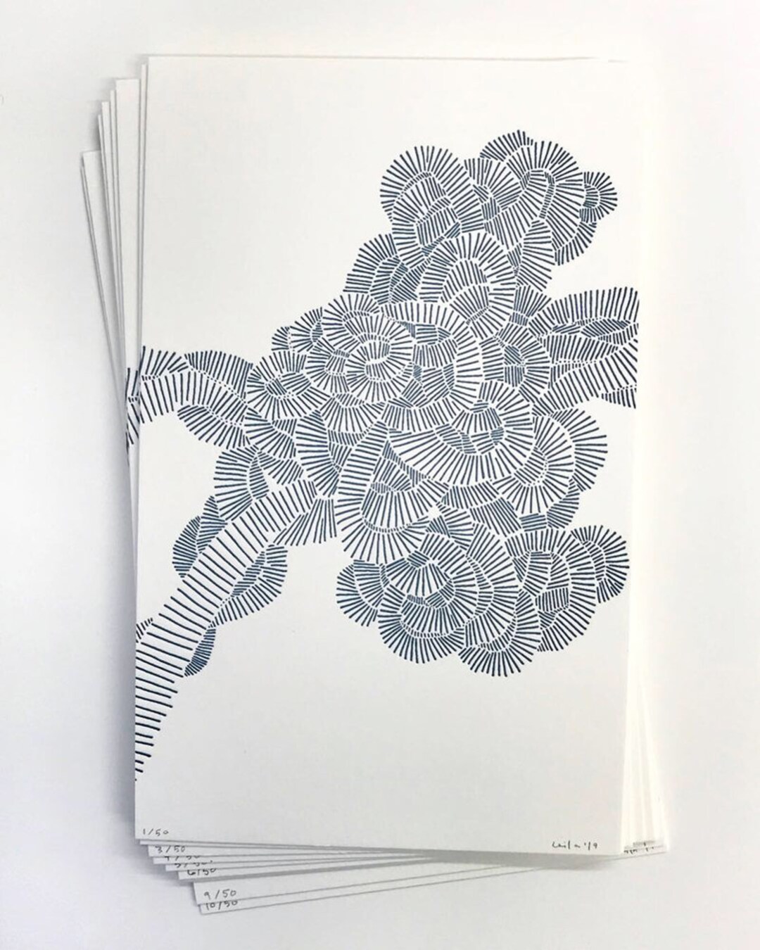 Letterpress Print, Original Abstract Flower Ink Drawing - Etsy
