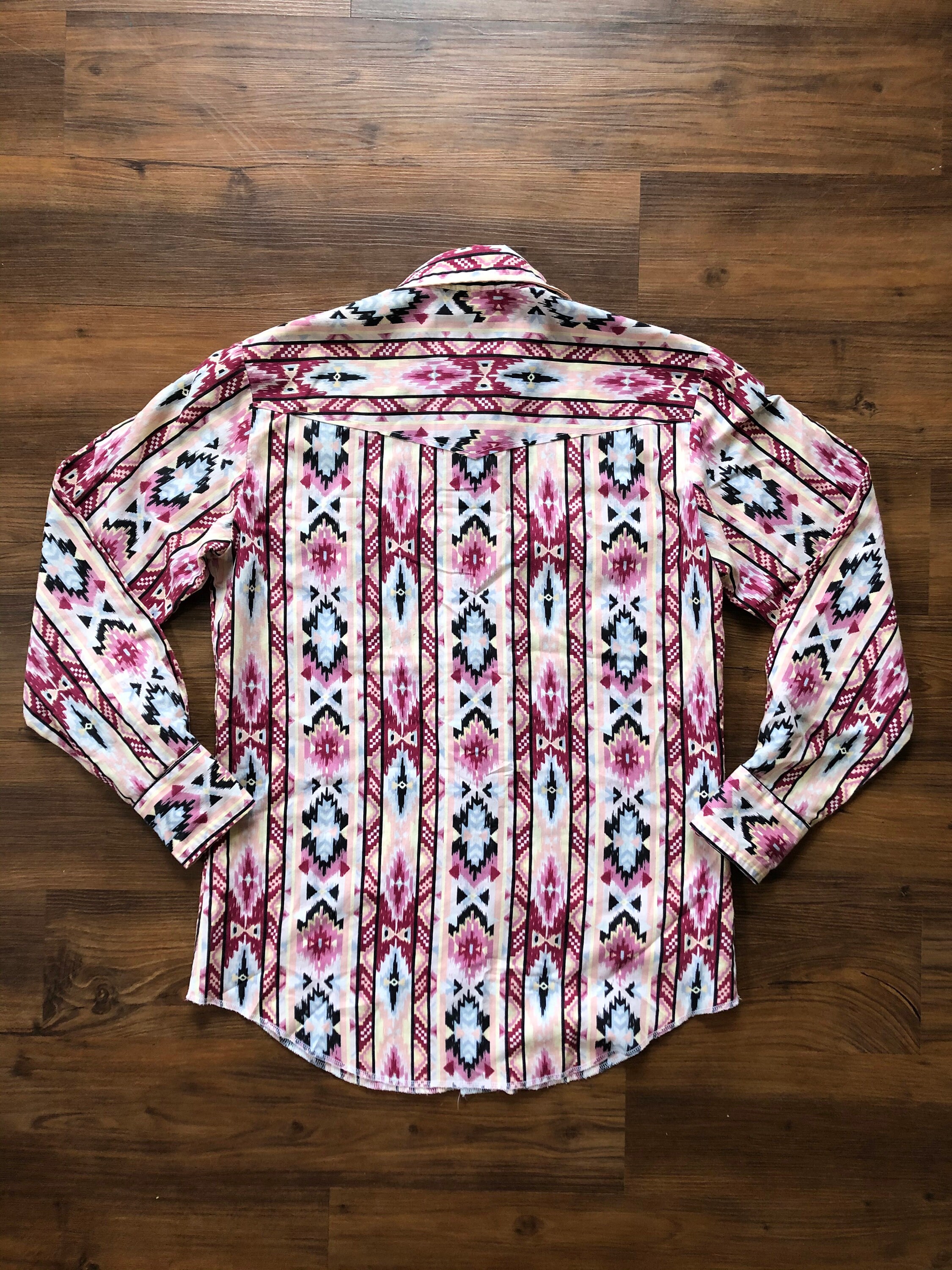 Retro Aztec Styled Button Up Cowboy And Cowgirl Dress Shirt | Etsy