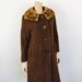 Vintage 1960s CHUNKY BROWN Wool & Mink FUR Collar Button Front Coat - Etsy
