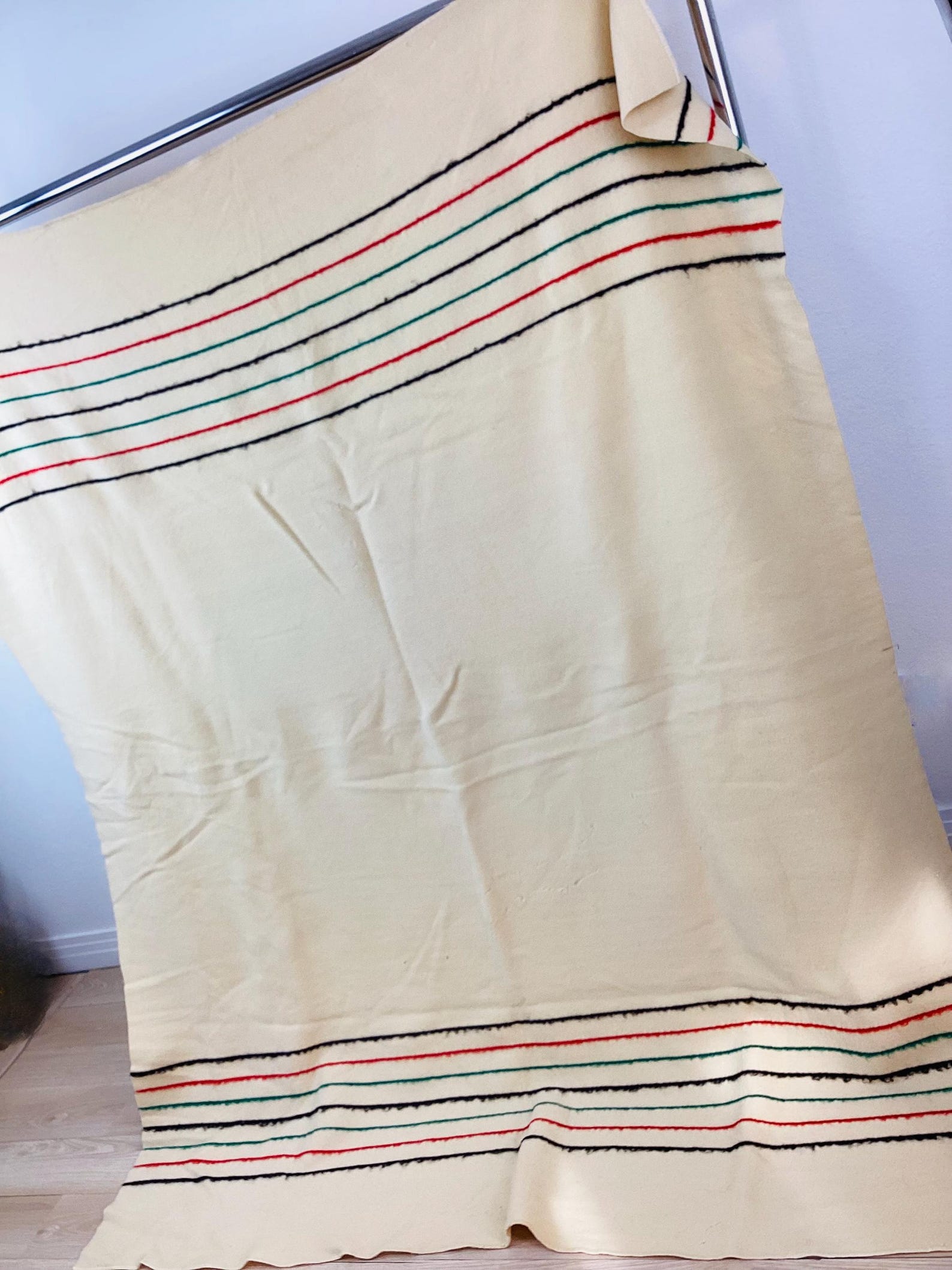 Vintage 1950s PENDLETON YELLOWSTONE PARK Wool Blanket Candy Stripe ...