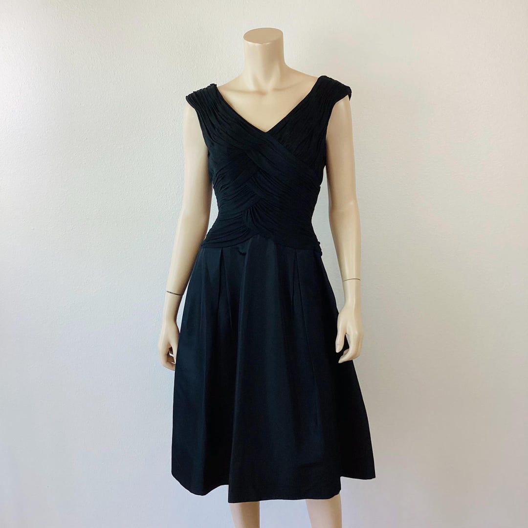 Vintage 1950s NATHAN STRONG Black RUCHED Silk Jersey Cocktail Dress - Etsy