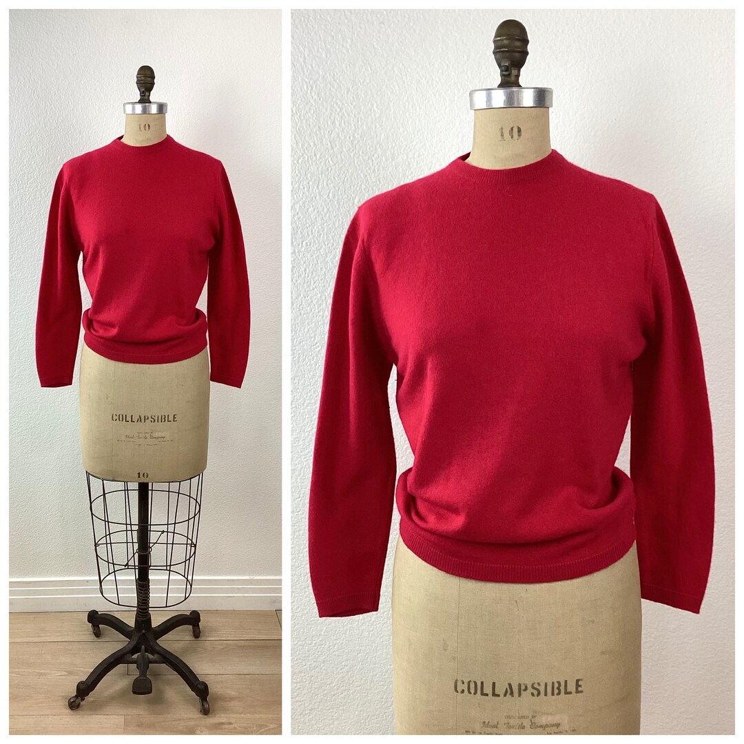 Vintage 1950s CHERRY RED Pin up Bombshell Pullover Sweater - Etsy