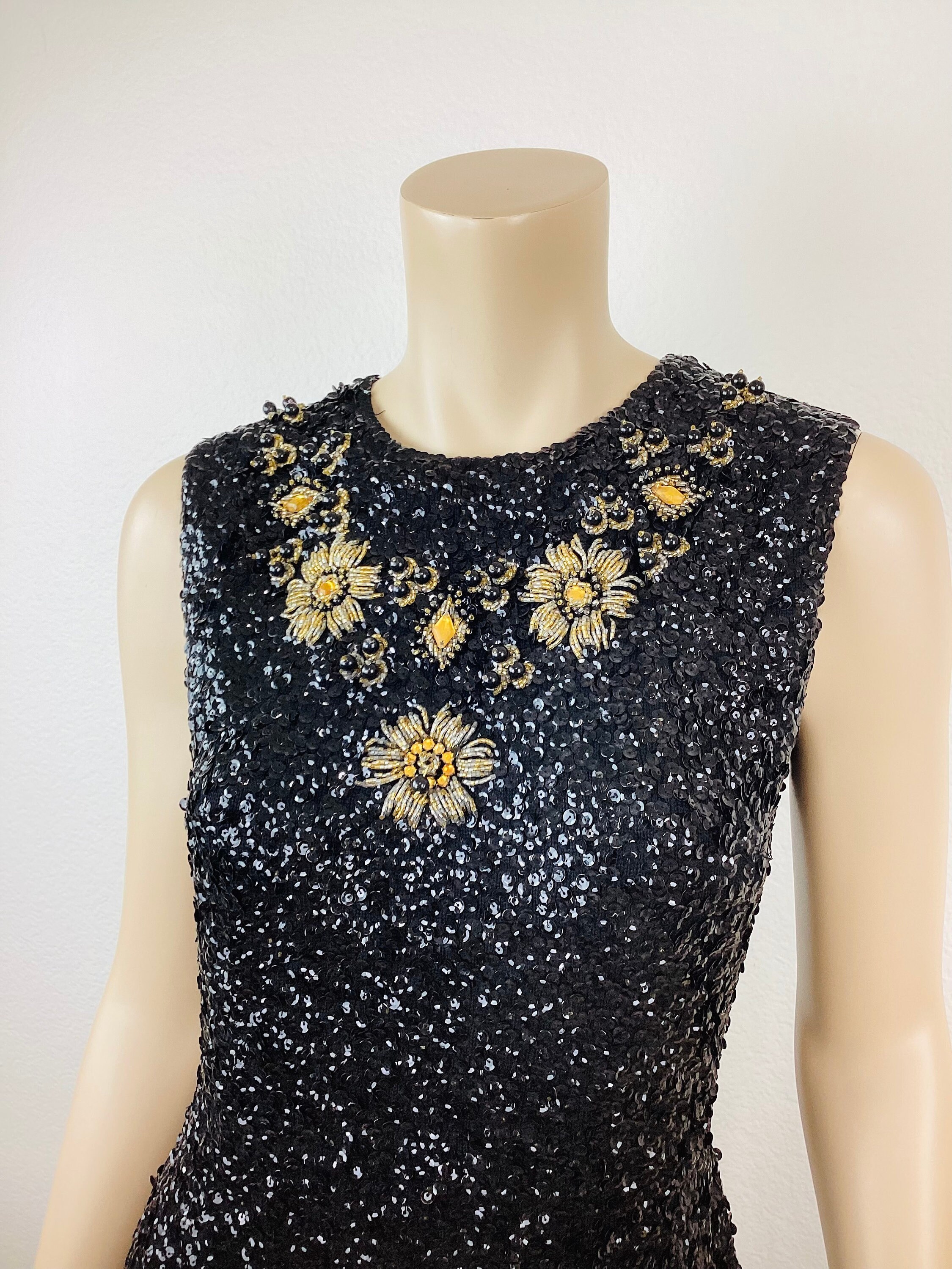 Vintage 1950s GENE SHELLY Style Black GOLD Sequin Beaded - Etsy