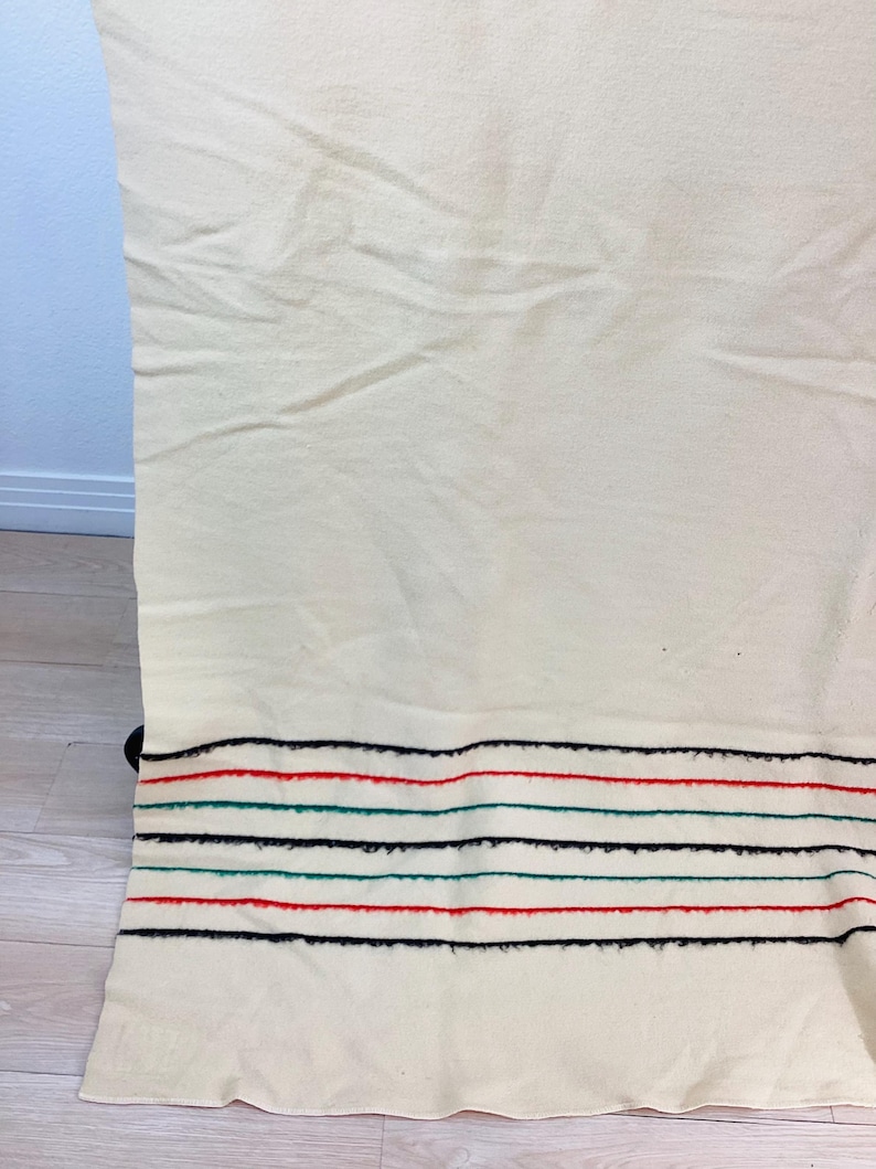 Vintage 1950s PENDLETON YELLOWSTONE PARK Wool Blanket Candy Stripe ...