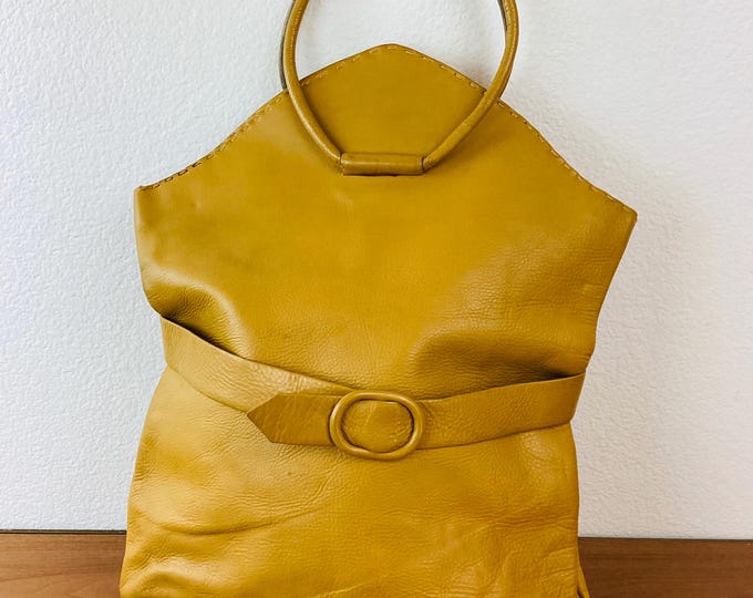 Vintage 1960s LARGE Oversized MUSTARD LEATHER Top Handle Bag / Purse - Etsy