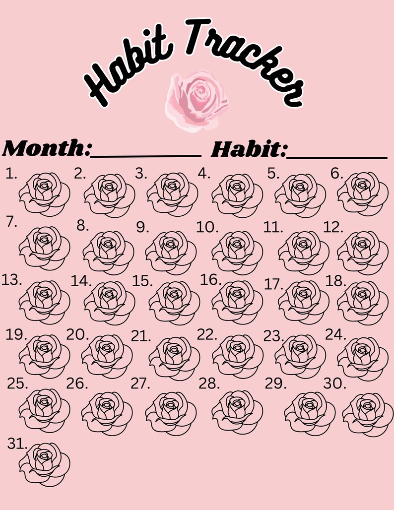 Rose Themed Habit Tracker - Etsy
