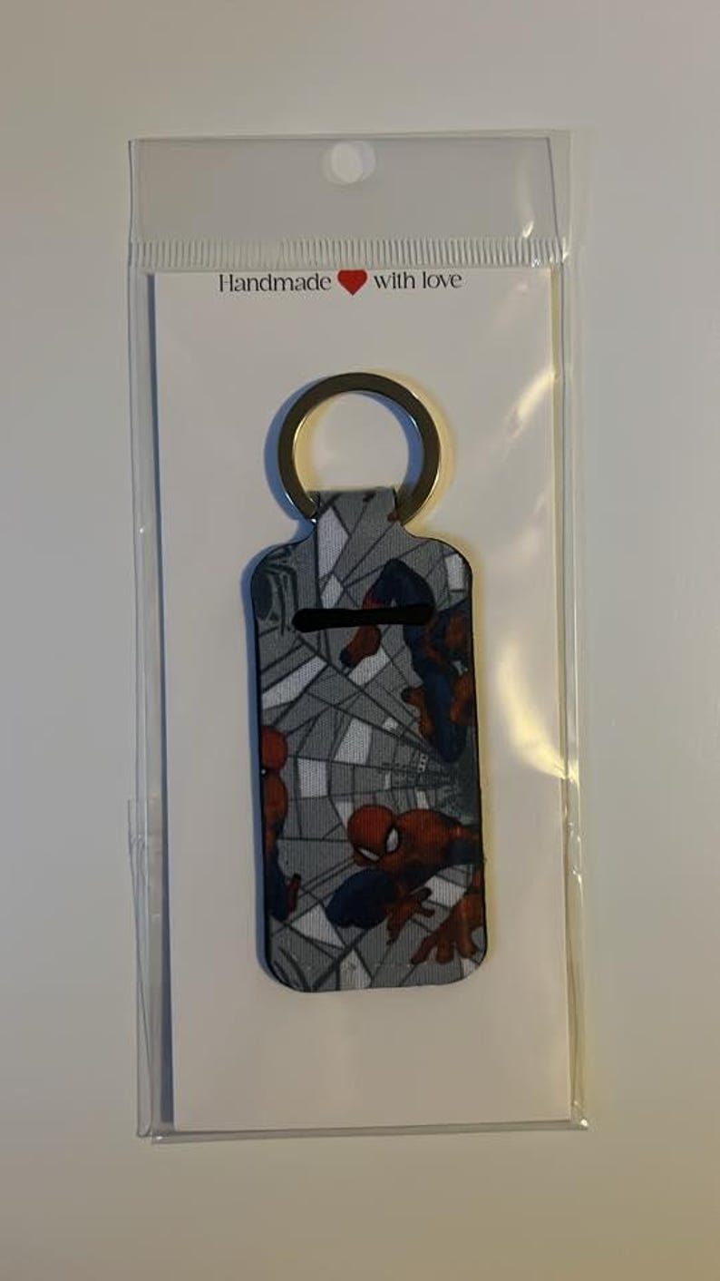Comic Hero Lip Balm Holder Keychain – Handmade Red & Blue Chapstick ...