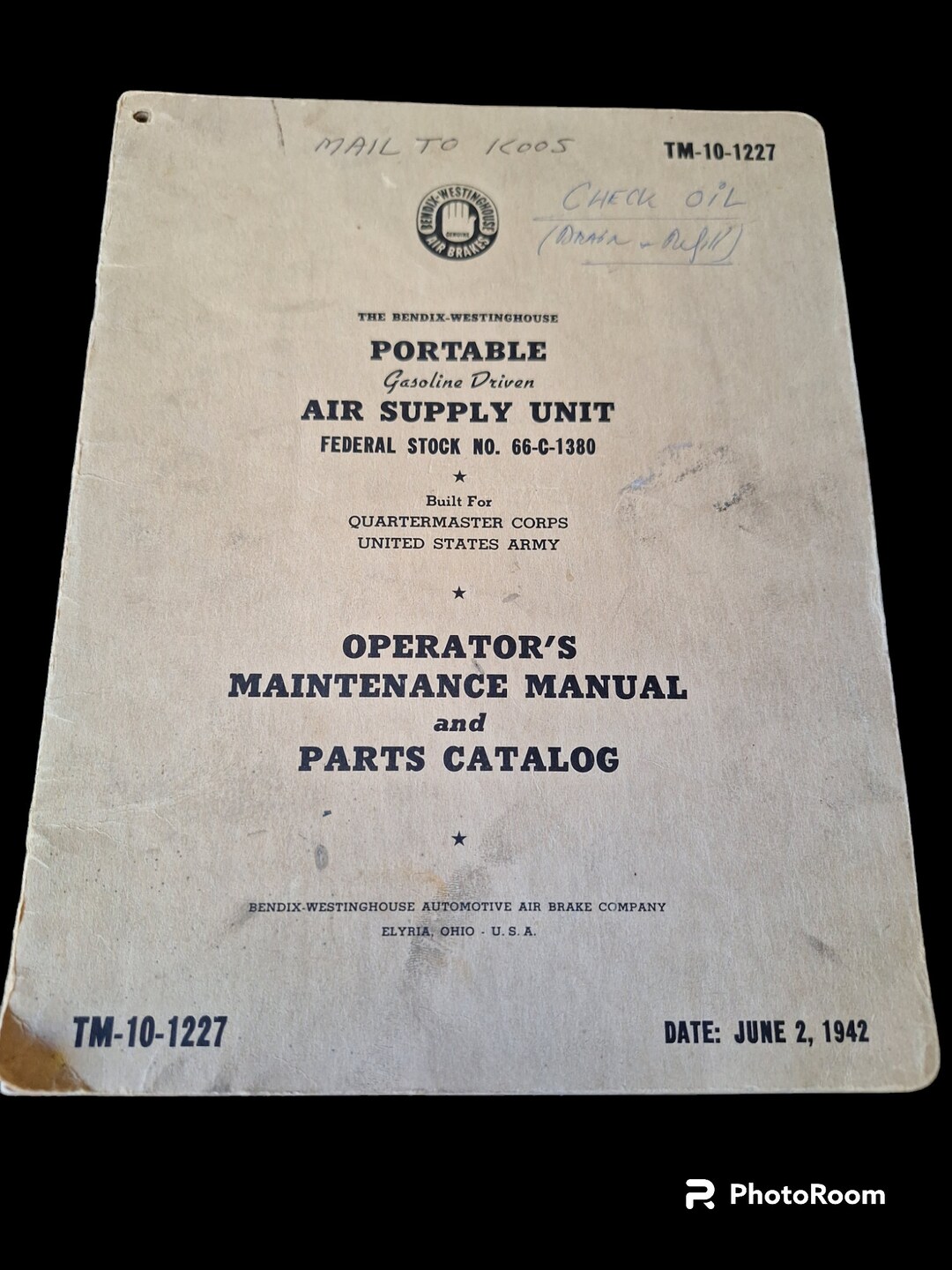 Vintage Pre-war Bendix Westinghouse Air Supply Unit Operators Manual ...