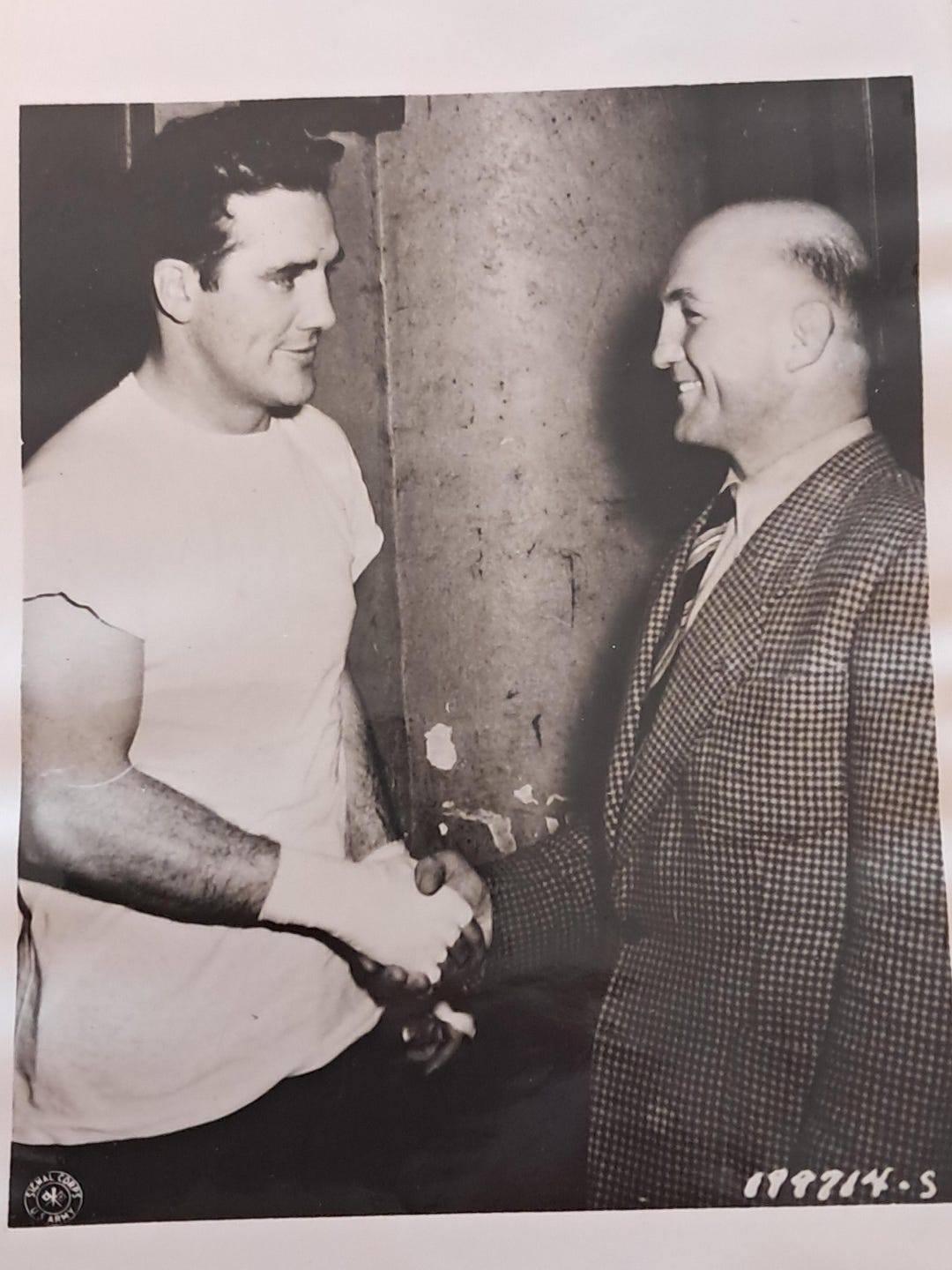 Rare Vintage Boxing Press Wire Photo 1945 Billy Conn Meets Marcel Thil ...