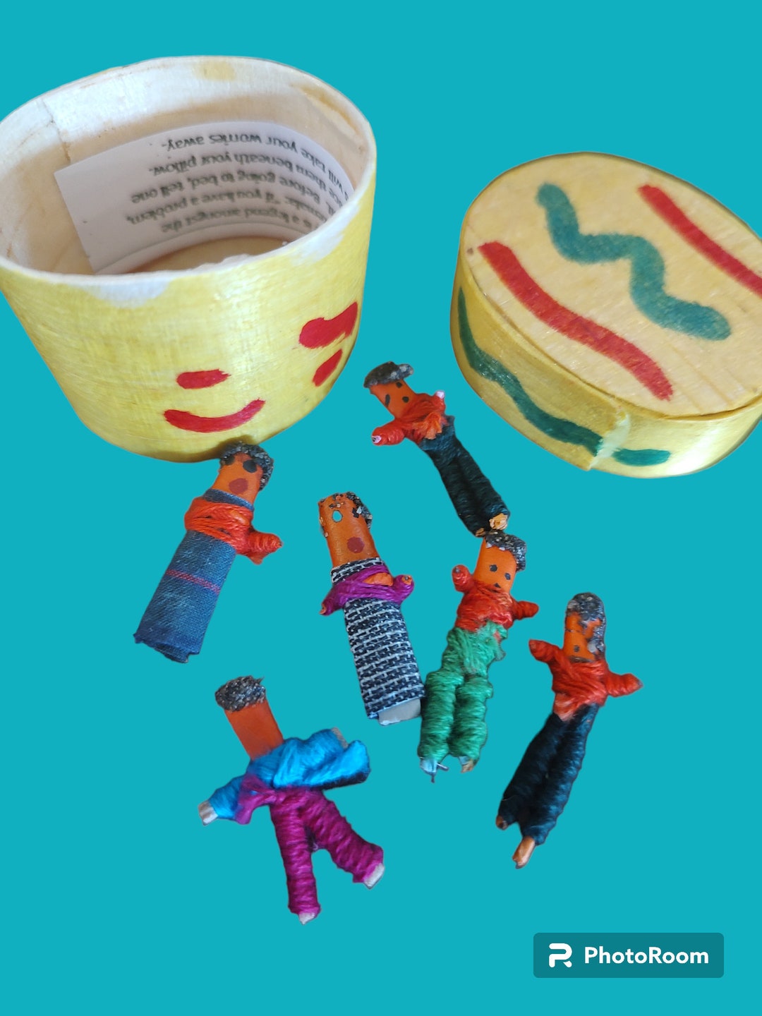 Vintage Guatemalan Trouble Dolls Worry Dolls Handmade Bamboo Box ...