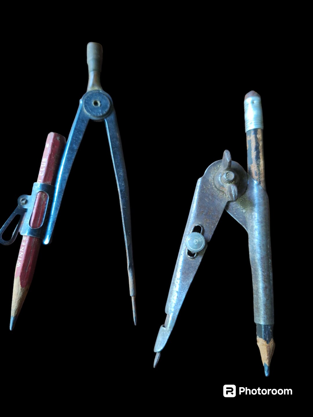 2x Vintage Compasses Pre-war Gem Scriber Carpenter's Tool Math Compass ...