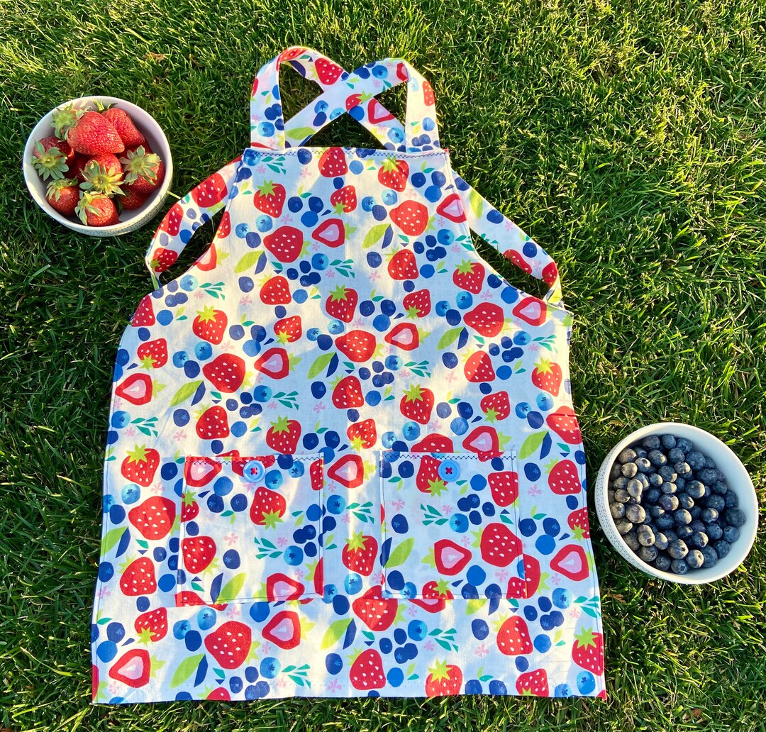 Mix Berry Apron/cross Back Apron /no Ties Apron/toddler Apron/kids Gift ...