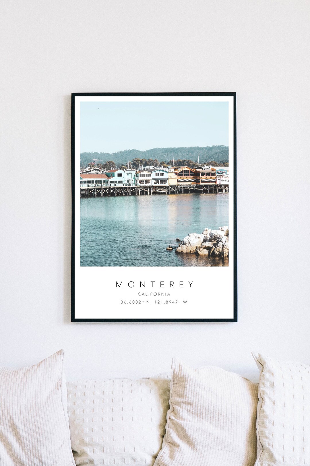 Monterey California Coordinates Print: Printable Coastal Wall Art ...