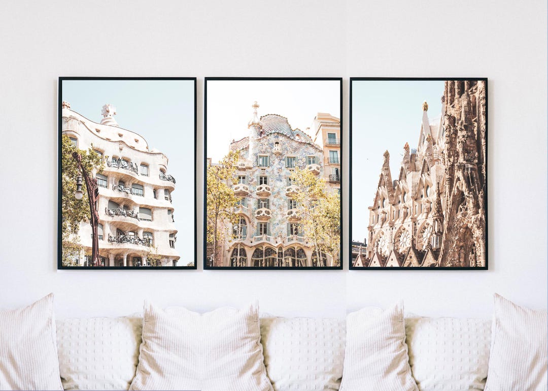 Gaudi Set of 3 Digital Prints, Barcelona Spain Printable Wall Art ...