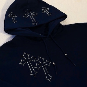 Cyber Cross Y2K Gothic Rhinestone Pullover Hoodie Vol.3 - Etsy
