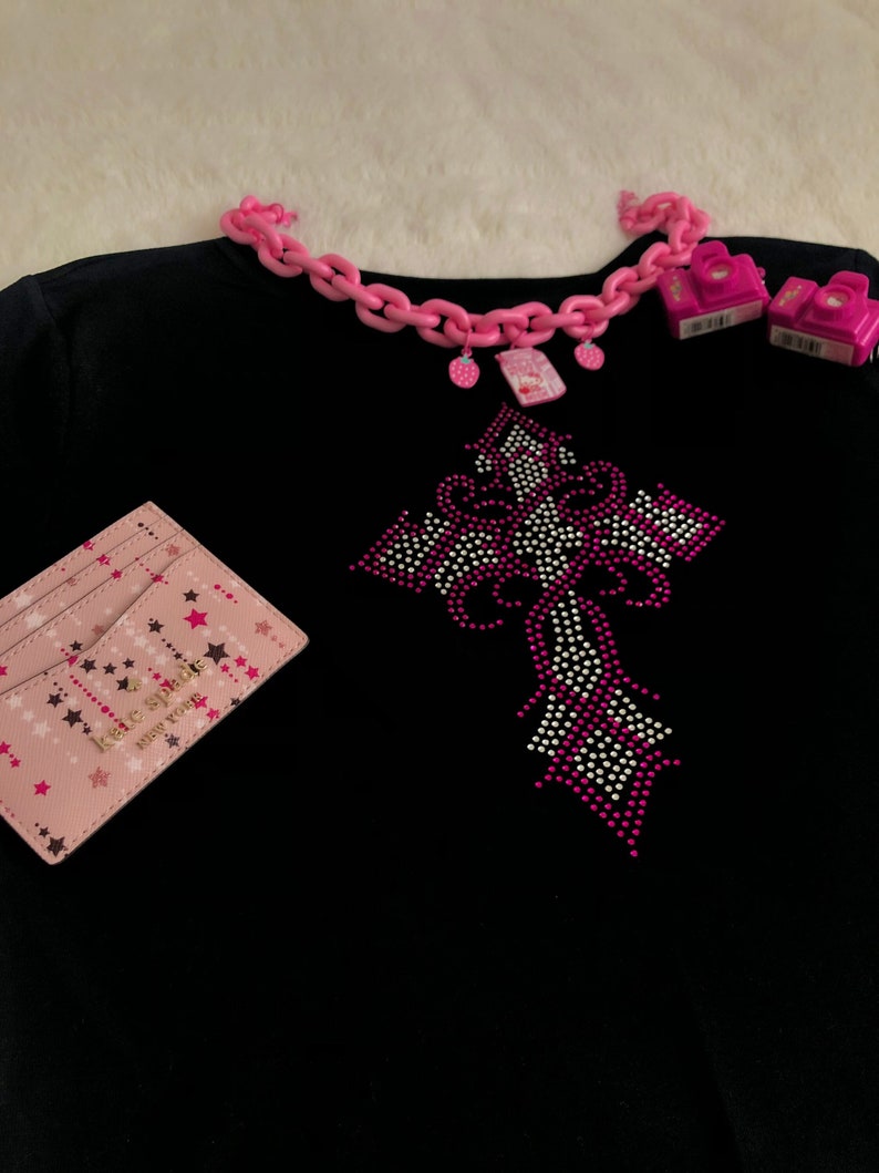 Y2K Rhinestone Cyber Cross Top - Etsy