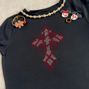 Y2K Rhinestone Cyber Cross Top - Etsy