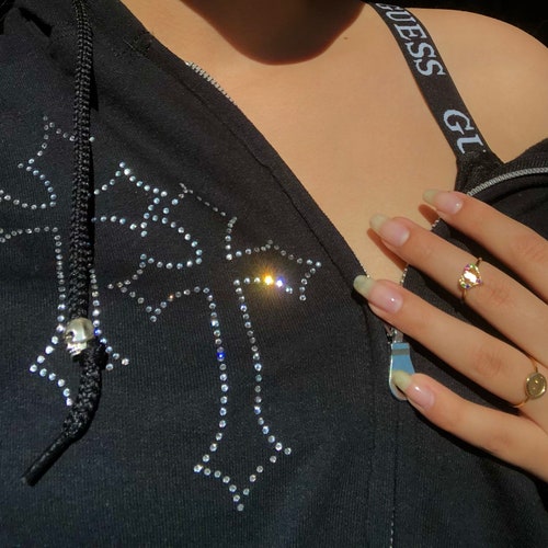 Y2k Goth Cross Zip up Embroidered Hoodies Y2k Clothing Y2k - Etsy Finland