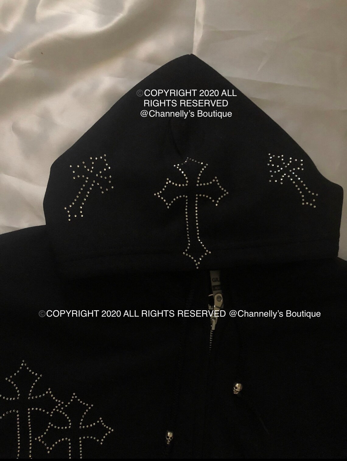 Cyber Cross Y2K Gothic Rhinestone Hoodie Vol.2 Navy Blue - Etsy