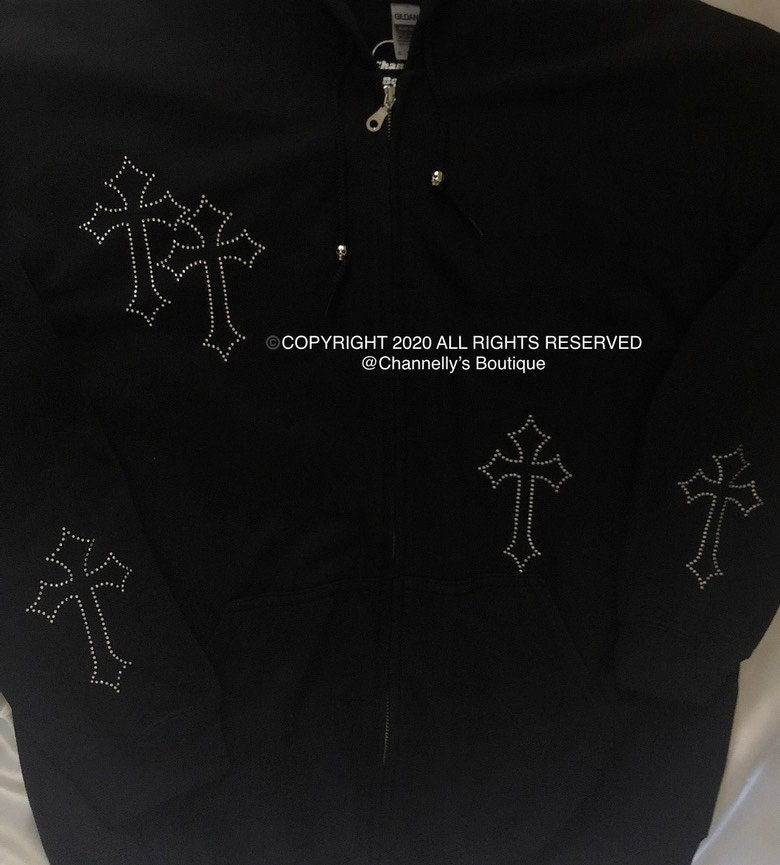 Cyber Cross Y2K Gothic Rhinestone Hoodie Vol.2 Navy Blue - Etsy