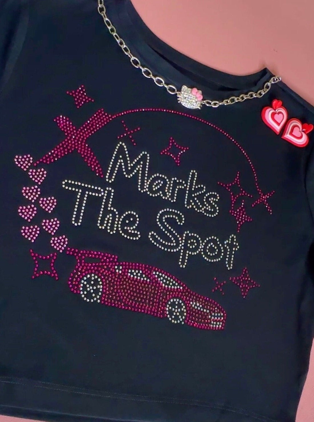 X Marks the Spot - Getaway Car Y2K Rhinestone Cropped Tee - Etsy