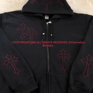 Cyber Cross Y2K Gothic Rhinestone Hoodie Vol.2 Navy Blue - Etsy
