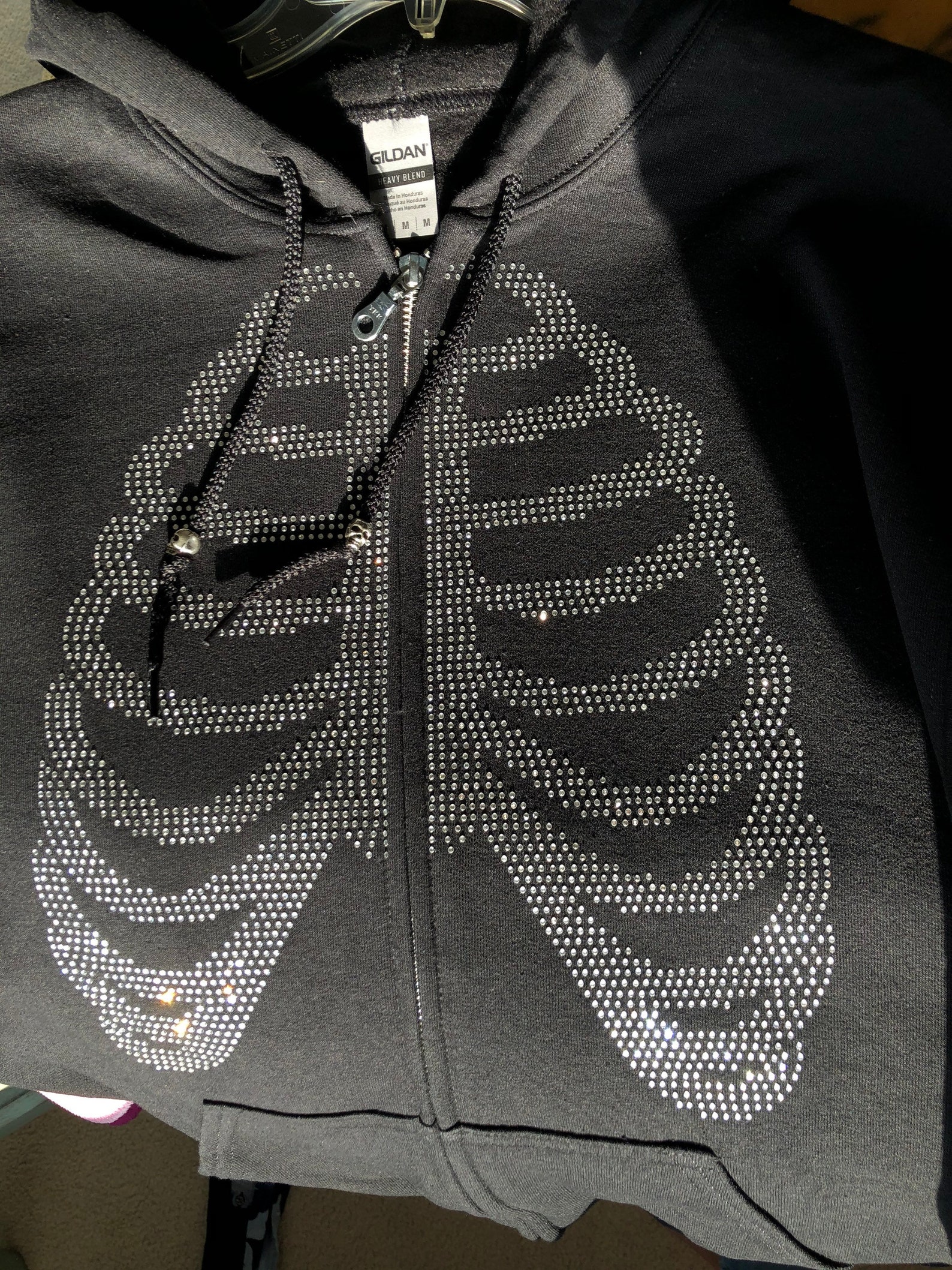 Custom Y2K Ribcage Rhinestone Hoodie 2.0 - Etsy