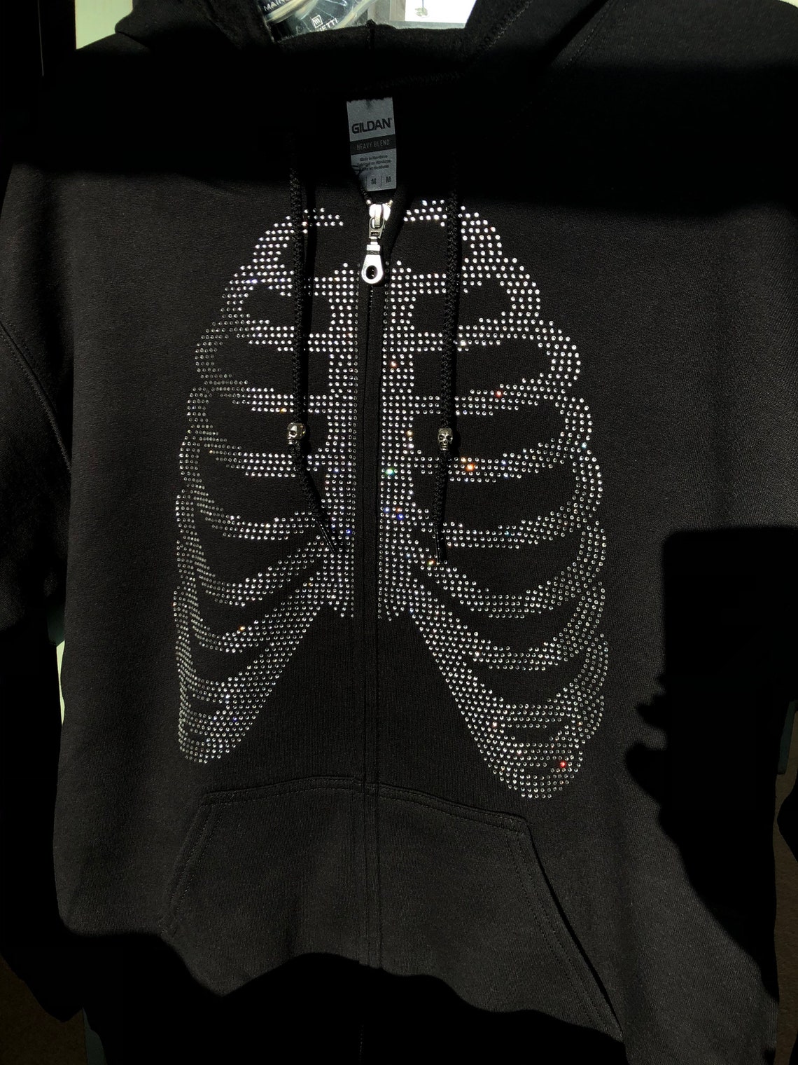 Custom Y2K Ribcage Rhinestone Hoodie 2.0 - Etsy