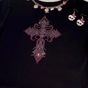 Y2K Rhinestone Cyber Cross Top - Etsy