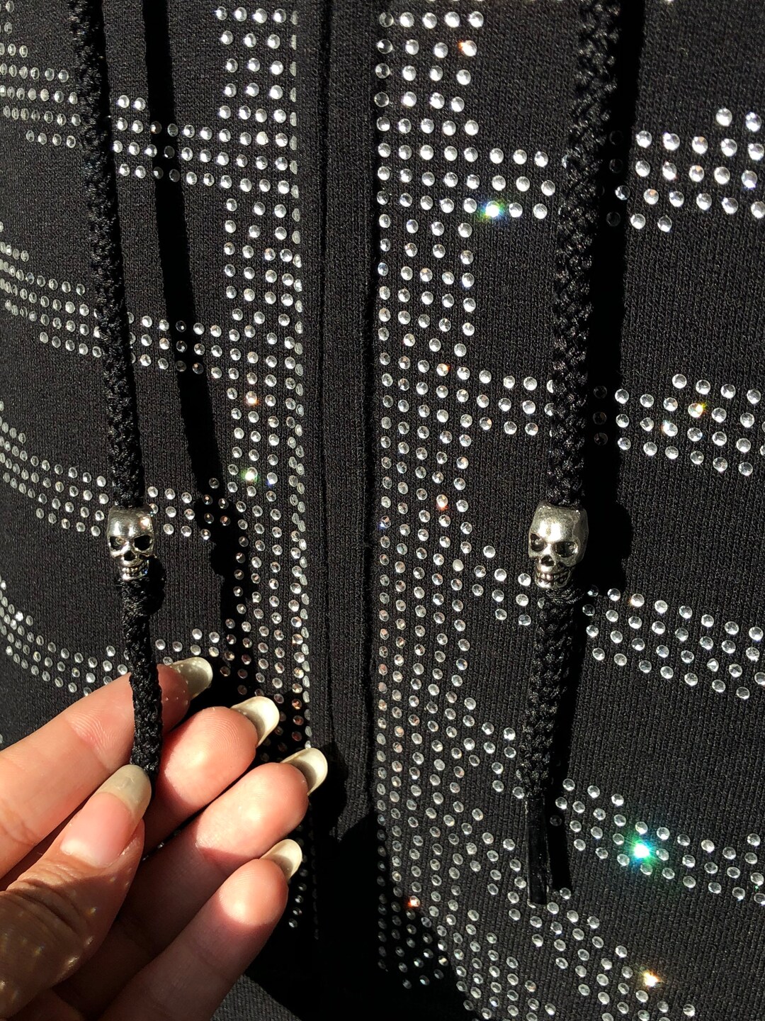 Custom Y2K Ribcage Rhinestone Hoodie 2.0 - Etsy