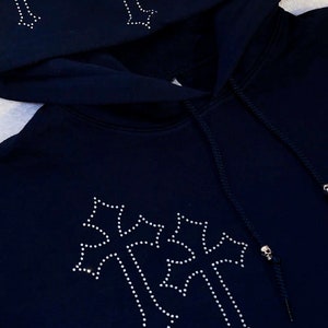 Cyber Cross Y2K Gothic Rhinestone Pullover Hoodie Vol.3 - Etsy