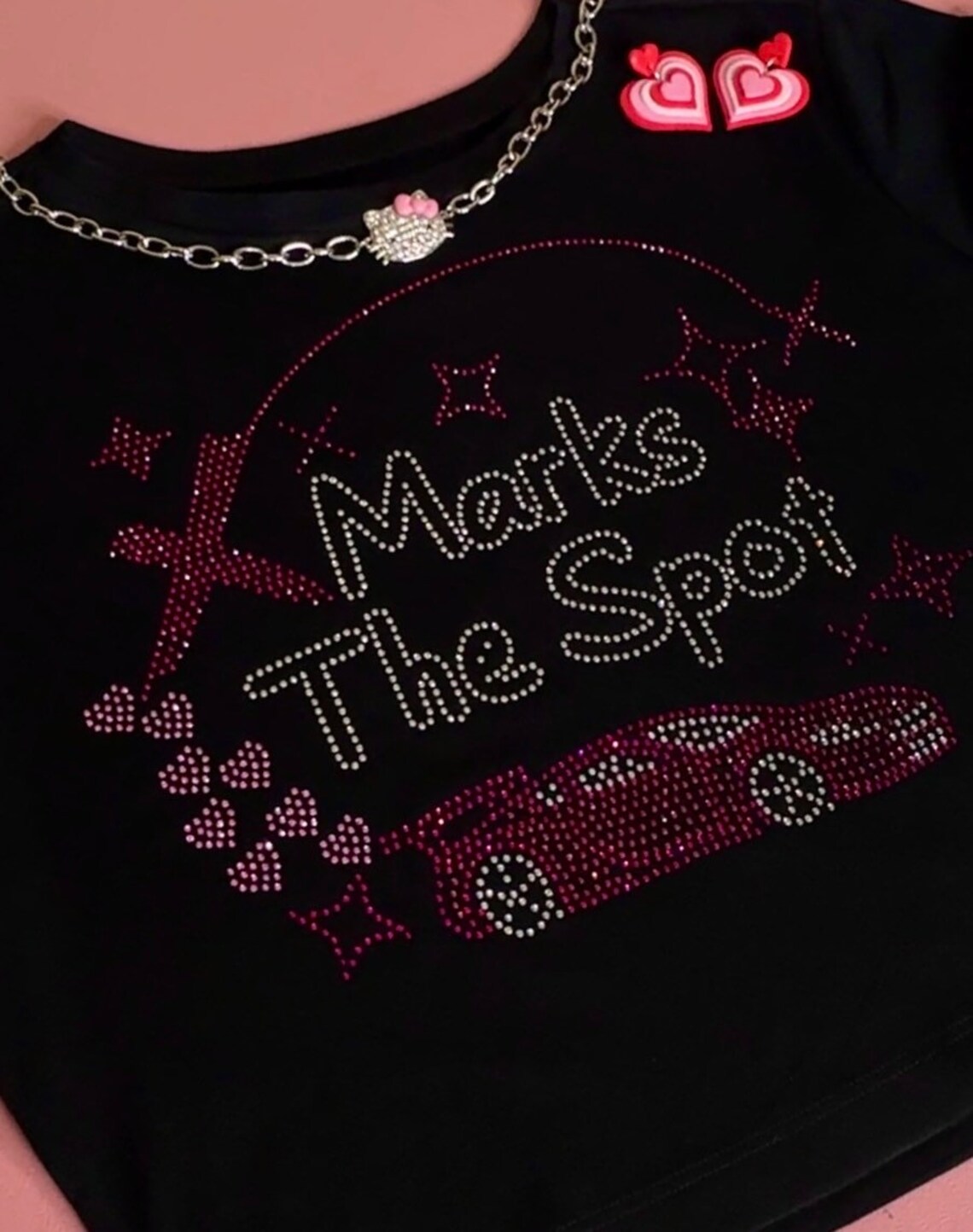 X Marks the Spot - Getaway Car Y2K Rhinestone Cropped Tee - Etsy