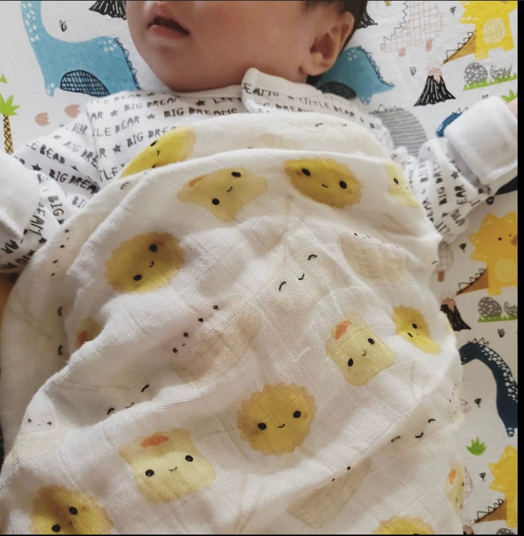 2 Pack Organic Muslin Wrap, Dim Sum Swaddle, Bubble Tea Swaddle, Boba ...