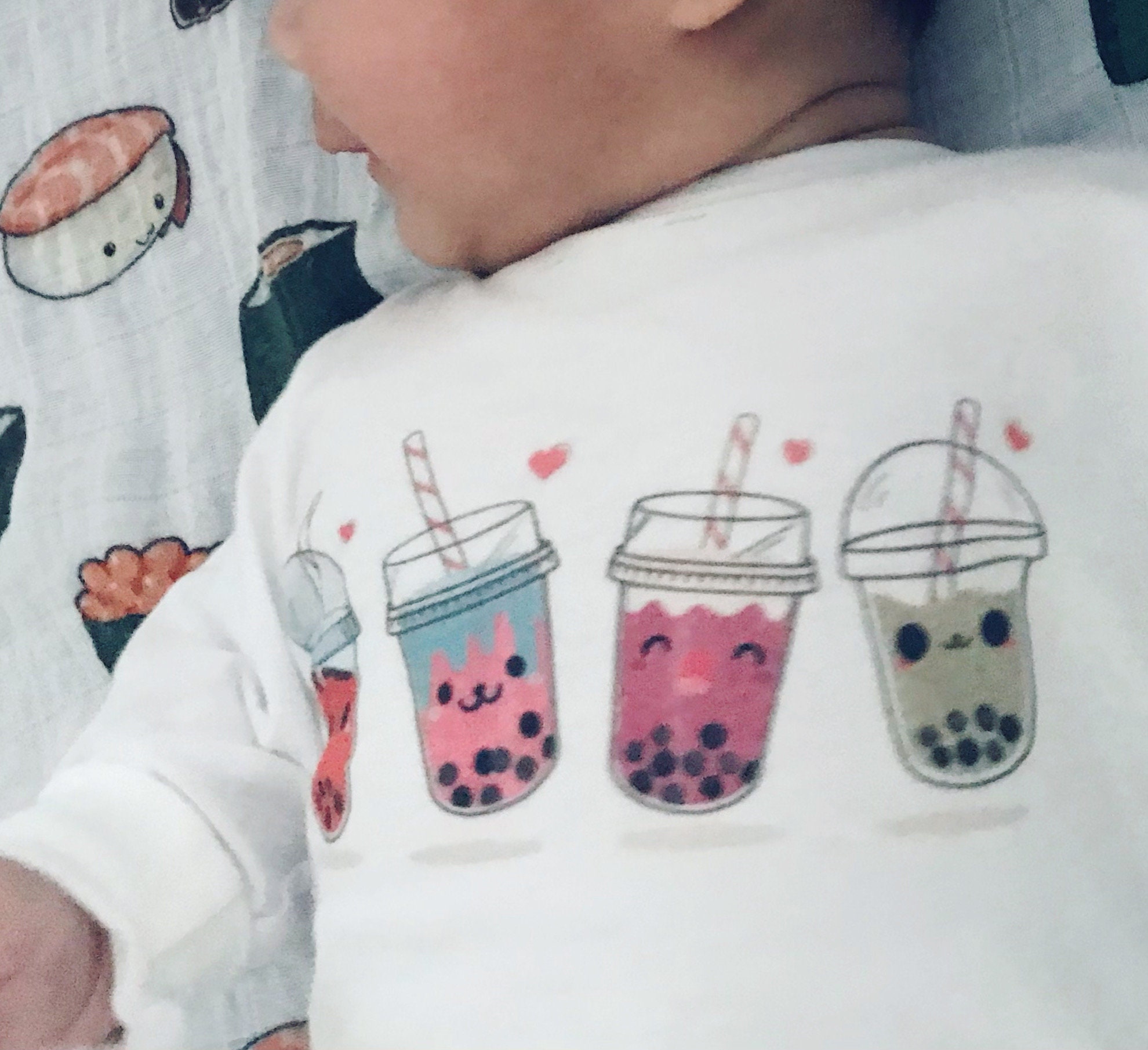 Cute Bubble Tea, Boba, Cotton Baby Playsuit, Baby Shower Gift, Unisex ...