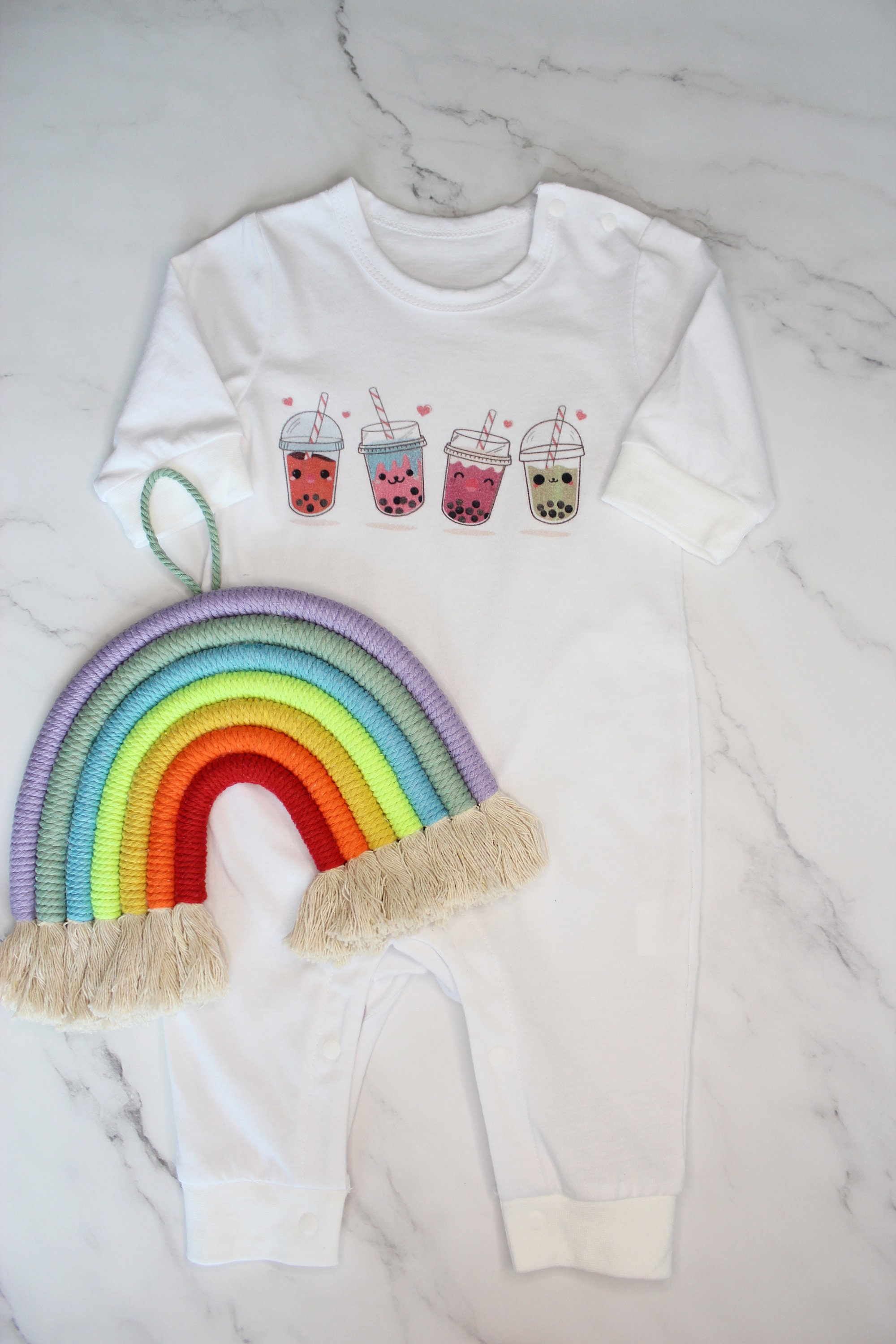 Cute Bubble Tea, Boba, Cotton Baby Playsuit, Baby Shower Gift, Unisex ...