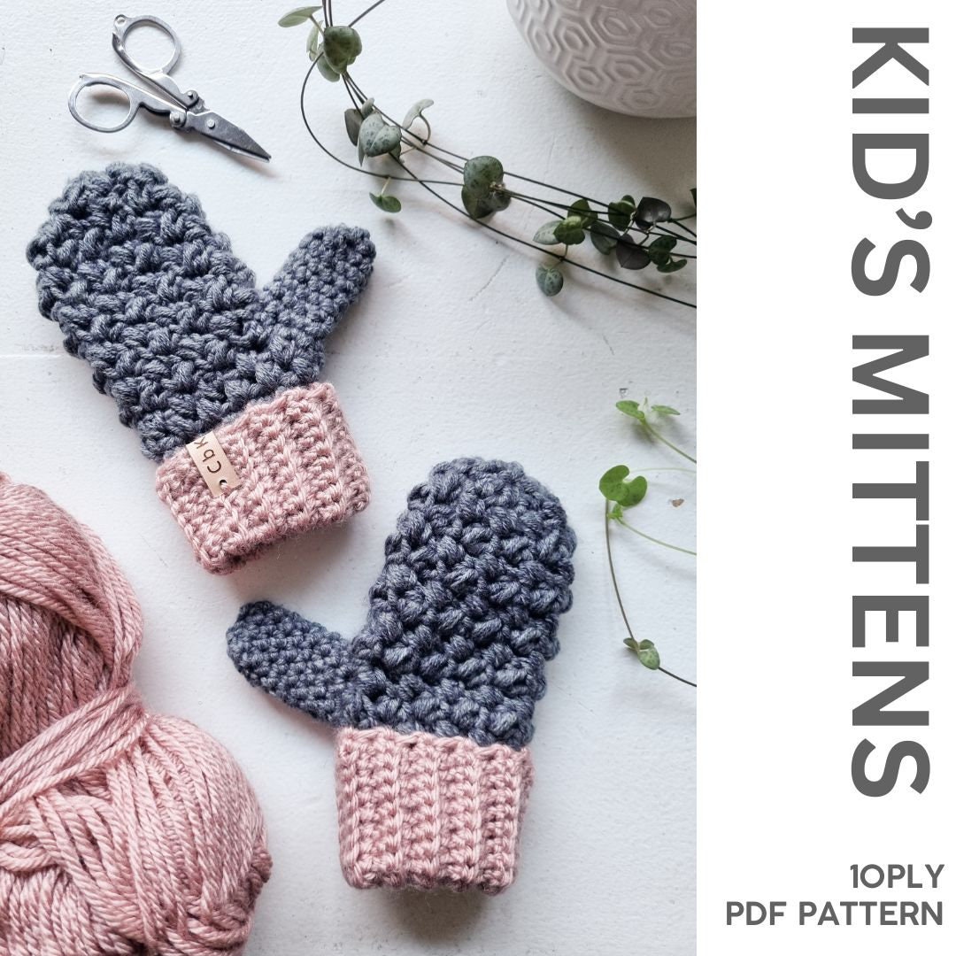 DIGITAL PATTERN / Instant Download / Crochet Mittens / Kids Mitten ...