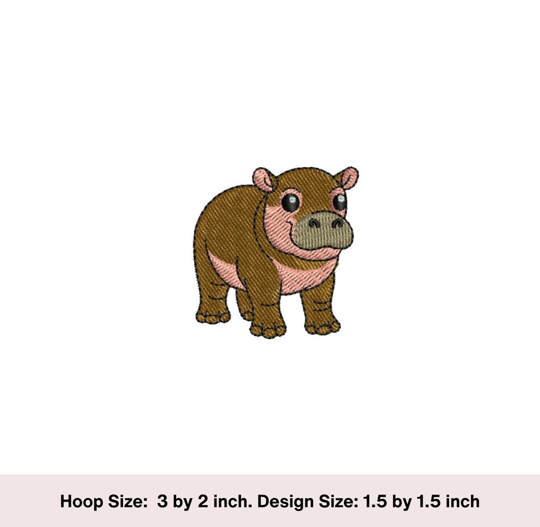 Cute Hippo Machine Embroidery Design: Baby Gift Pattern (digital ...