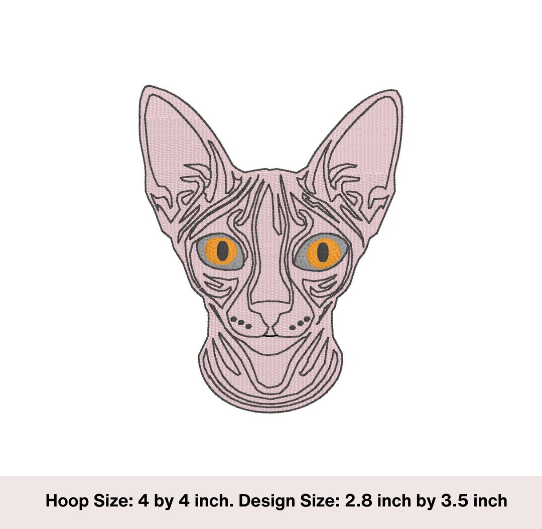 Sphynx Cat Machine Embroidery Design. Machine Embroidery Cat Design. 4 ...