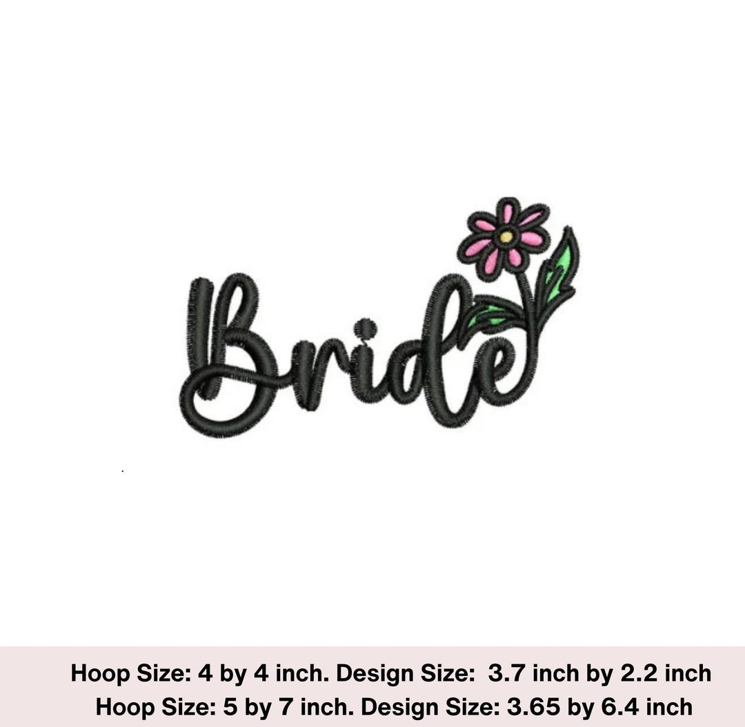 Bride Embroidery Design Font, Embroidered Bride Text. Embroidered Bride ...