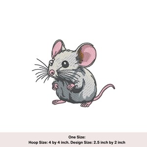 Adorable Mouse Embroidery Design, 4 by 4 Inch Hoop. Size 2 by 2.5 Inch ...