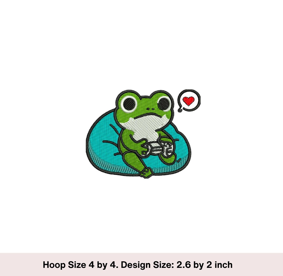 Gaming Frog Embroidery Design: Fun Gamer Gift (4x4 Hoop) (digital ...