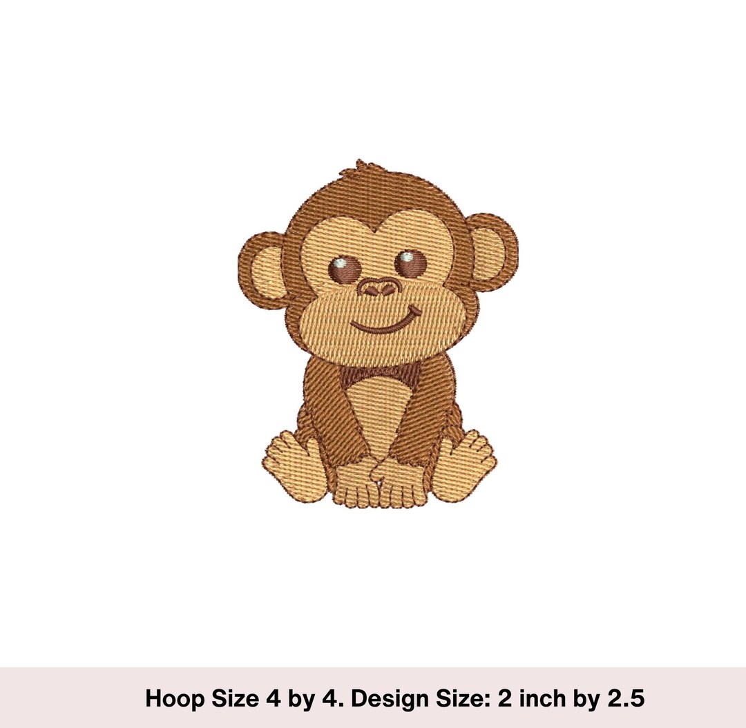 Monkey Machine Embroidery Design, Digital Download Embroidery File ...