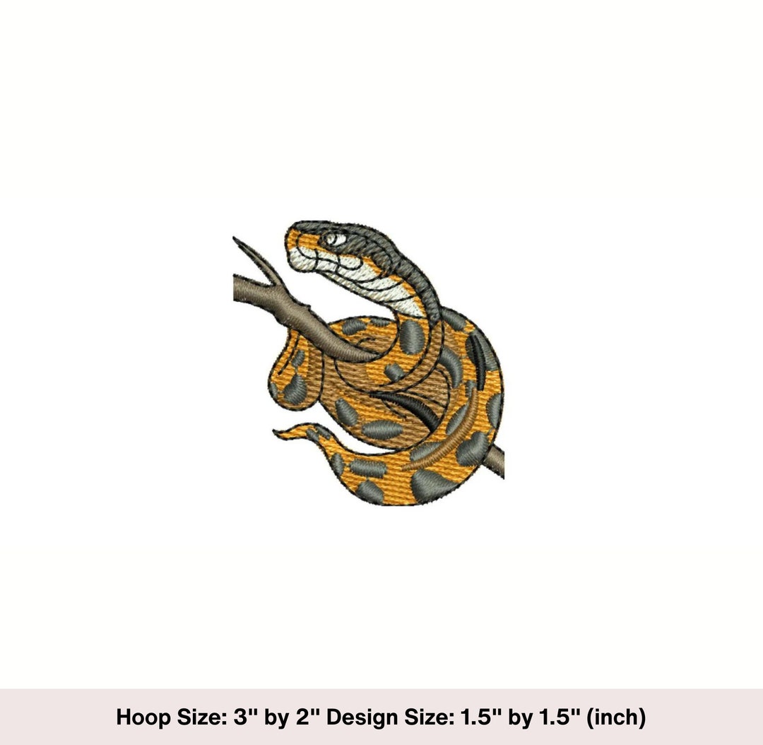 Embroidered Snake Design: Reptile Machine Embroidery File (3x2 Inch ...