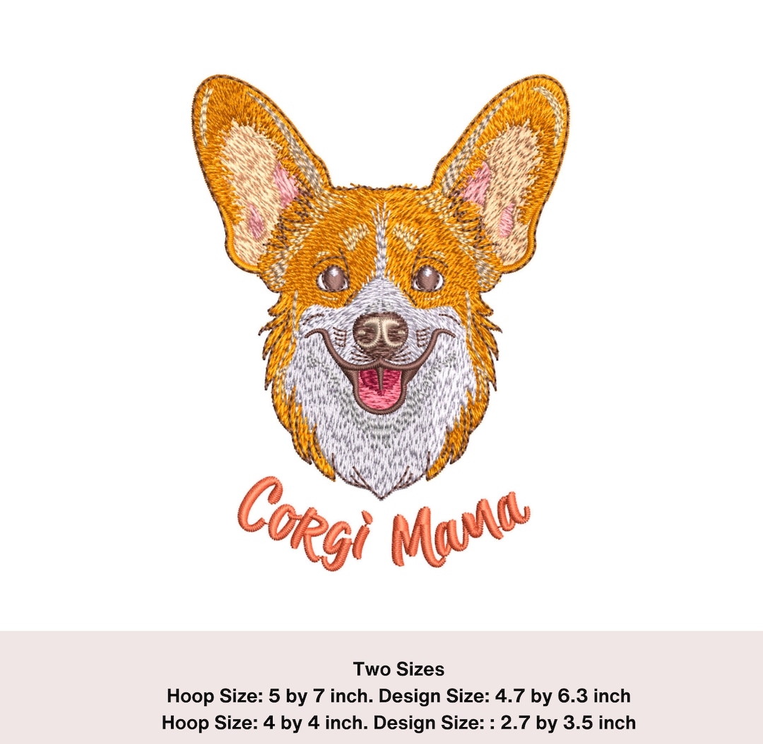 Corgi Embroidery Design, Embroidered Corgi Mama Design. Embroidered Dog ...