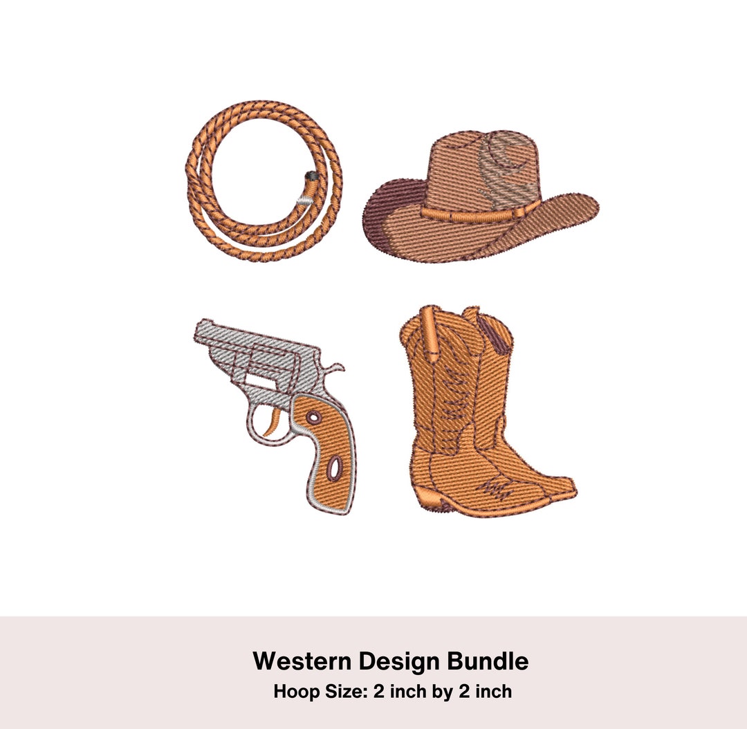 Mini Western Cowboy Embroidery Bundle. 4 Cowboy Embroidery Designs ...