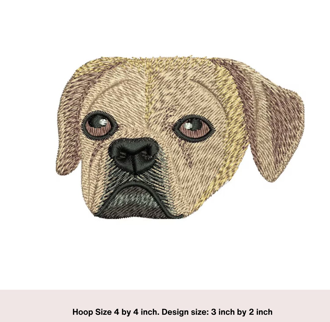 Realistic Pug Embroidery Design: Dog Lovers Gift (digital Download) - Etsy