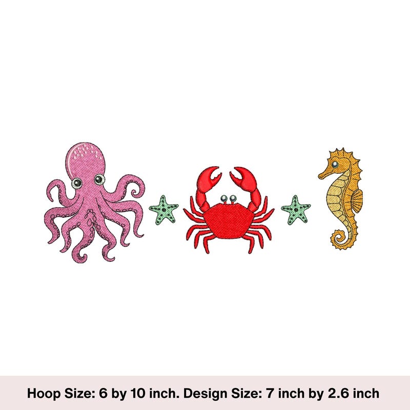 Sea Life Embroidery - Etsy