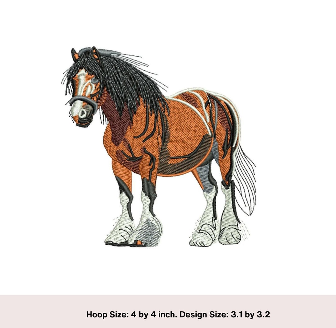 Shire Horse Embroidery Design. Animal Embroidery Design, Realistic ...