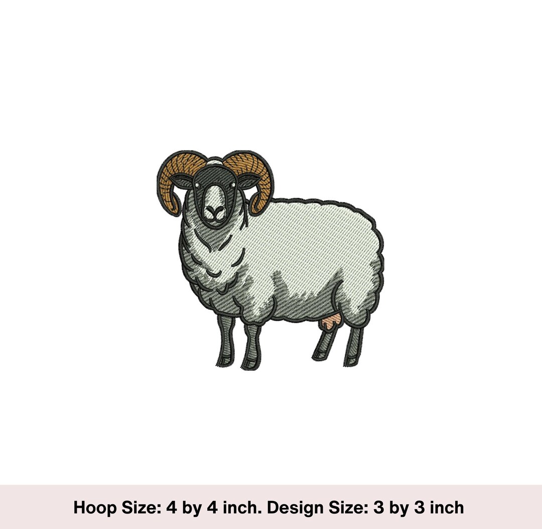 Dorset Sheep Embroidery Design, Embroidered Farm Animal Digital ...