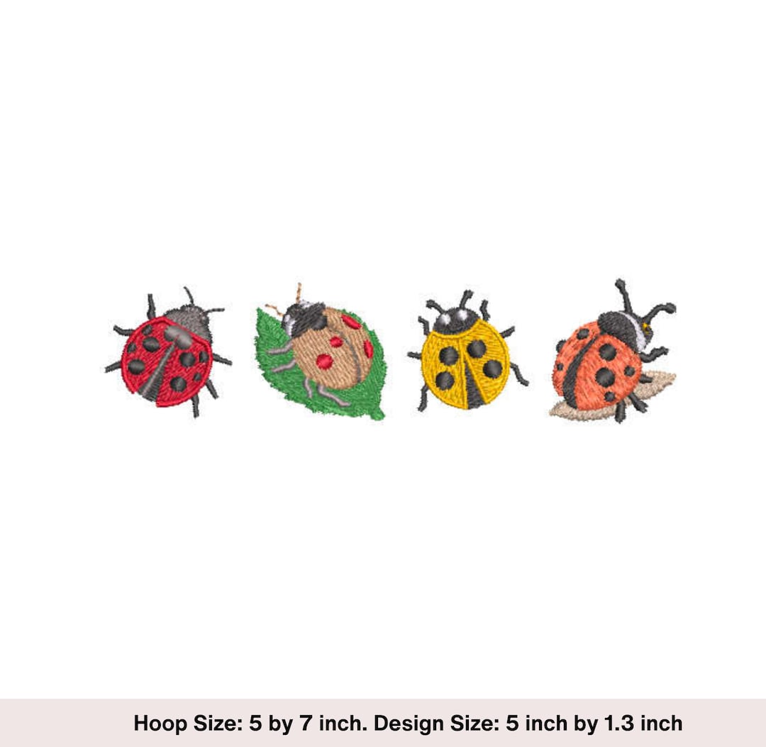 Ladybug Machine Embroidery Border. Embroidered Ladybird Digital ...